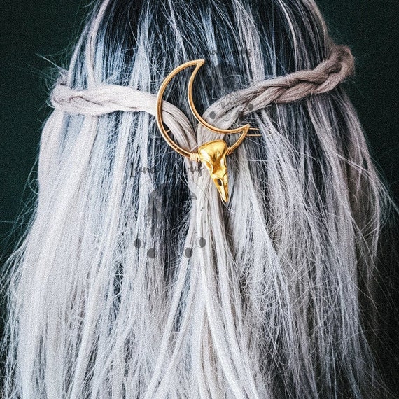 Luna GOLD CROW MOONCLIP Crow Hair Clip. Accessories. | Etsy