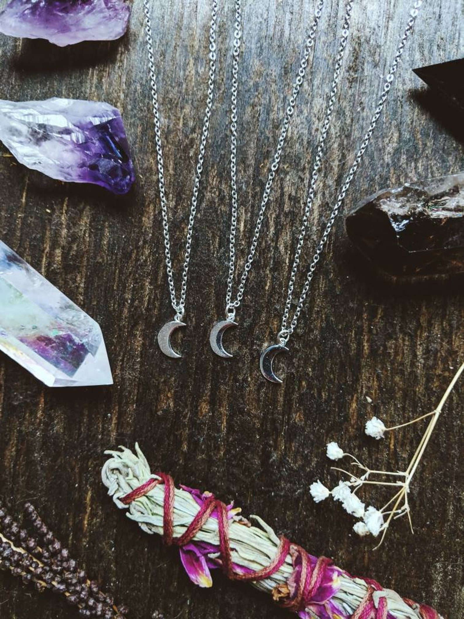 Luna MINI-MOON Silvermoon Pendant. Moon Charm. Silver Chain. - Etsy