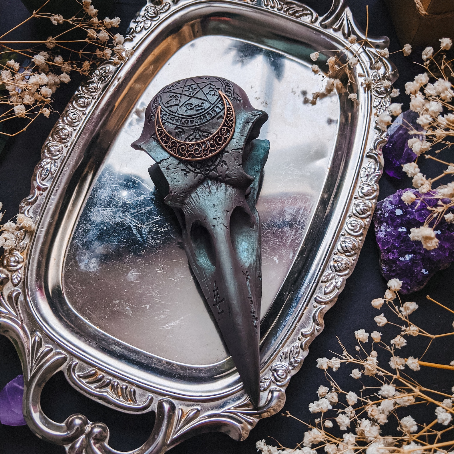 Luna SHINY GREEN RAVEN Home. Decoration. Art. Gift. Crow. - Etsy