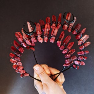 Luna VAMPIRE BLOOD Red Quartz. Witch Crown. Festival Crown. Crystals ...