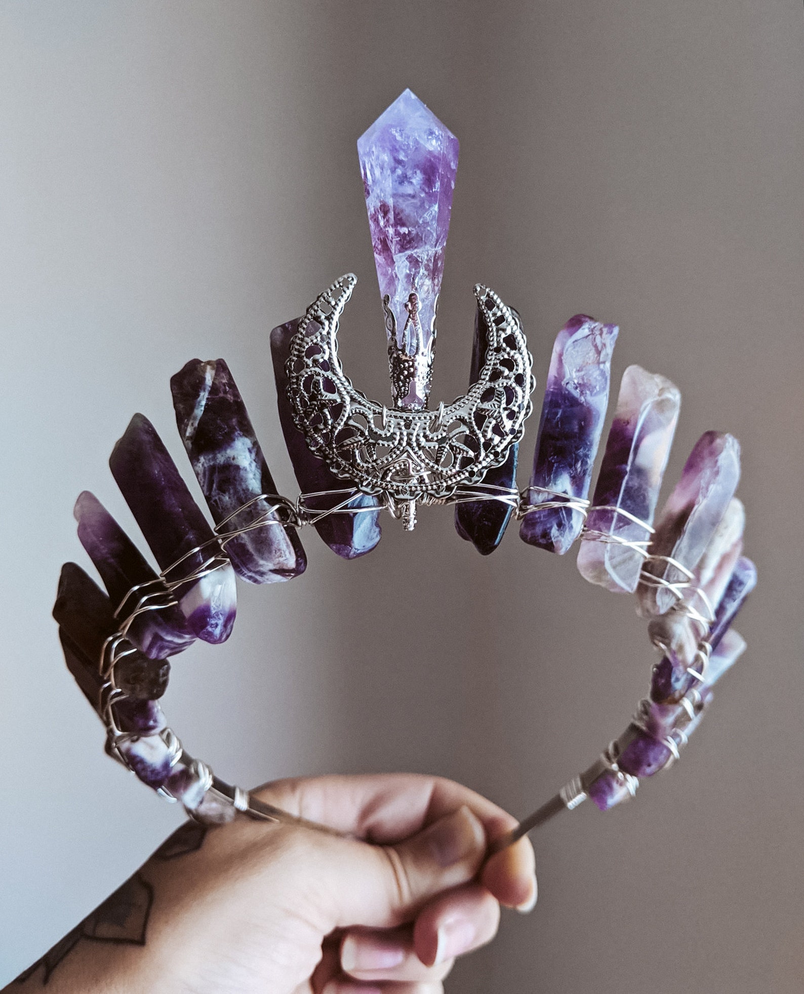 Luna AMETHYST QUEEN Crystal Crown. Wedding Crown. Crystals. - Etsy