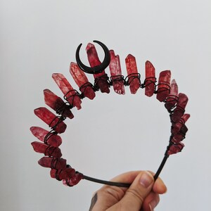 Luna VAMPIRE BLOOD Red Quartz. Witch Crown. Festival Crown. Crystals ...