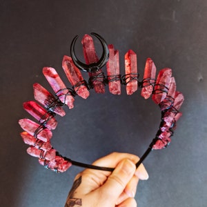 Luna VAMPIRE BLOOD Red Quartz. Witch Crown. Festival Crown. Crystals ...