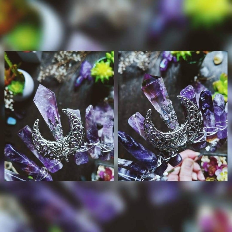 Luna AMETHYST QUEEN Crystal Crown. Wedding Crown. Crystals. - Etsy