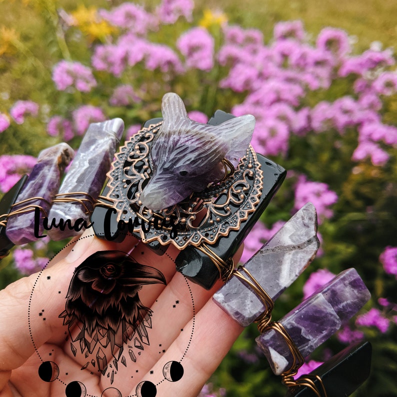 Luna AMETHYST WOLF Moon. Witch Crown. Goth Crown. Quartz. - Etsy