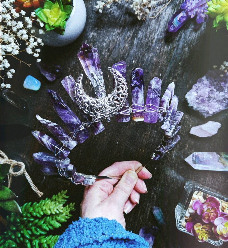 Luna AMETHYST QUEEN Crystal Crown. Wedding Crown. Crystals. - Etsy