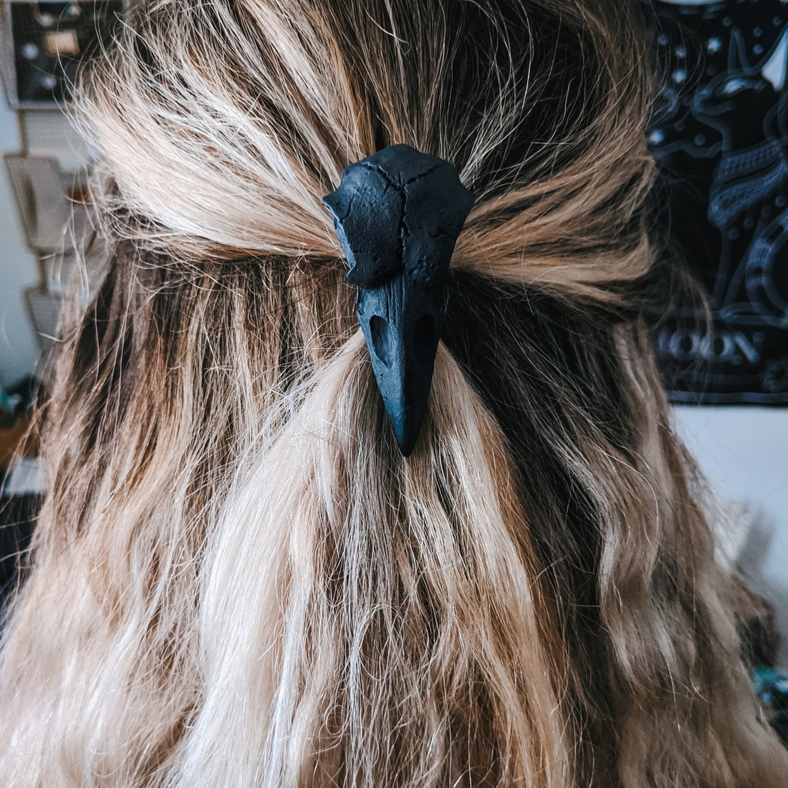 Luna Black Raven Clip ~ Hair. Paper. Bow. Clip. Art. Gift. Crow. Resin ...