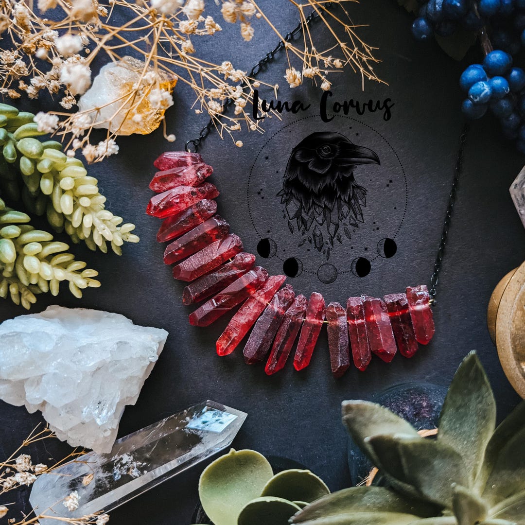 HIGH GODDESS Vervain Necklace Wedding. Flange. Witch Necklace. Crystals ...