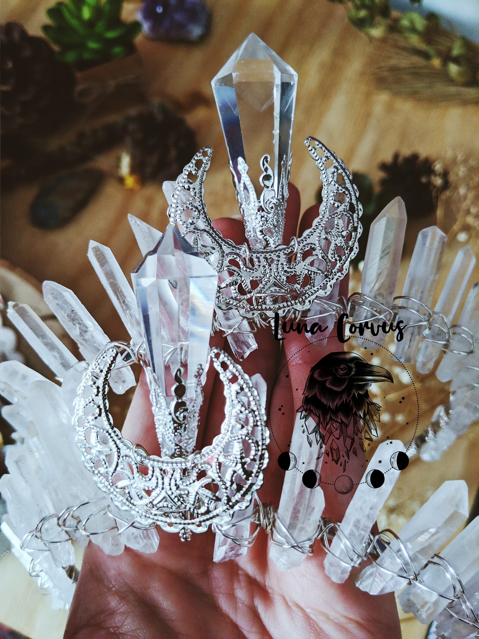 Luna CELESTIA Crystal Crown. Clear Quartz. Crystals. Tiara. | Etsy