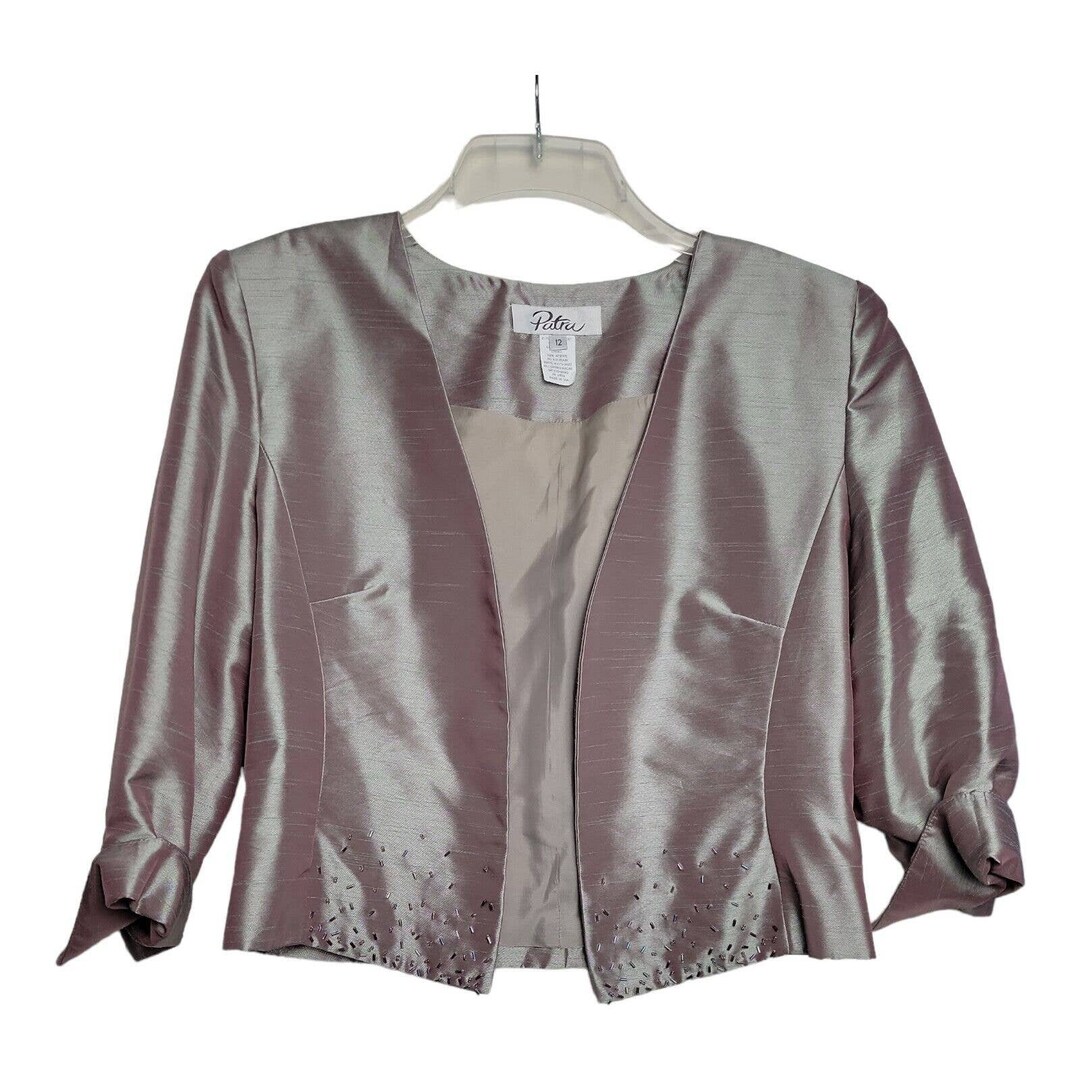 Vintage Patra Jacket Satin Metallic Cocktail Evening Size 12 Blazer ...