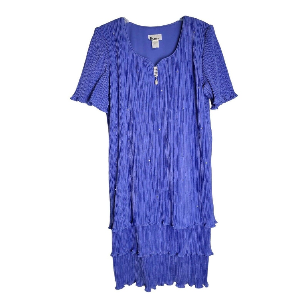 VINTAGE Patra Dress Womens Size 12 Blue Tiered Rhinestone Holiday ...