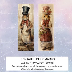 12 Victorian Animal Bookmarks - Woodland Animals Bookmark Set ...
