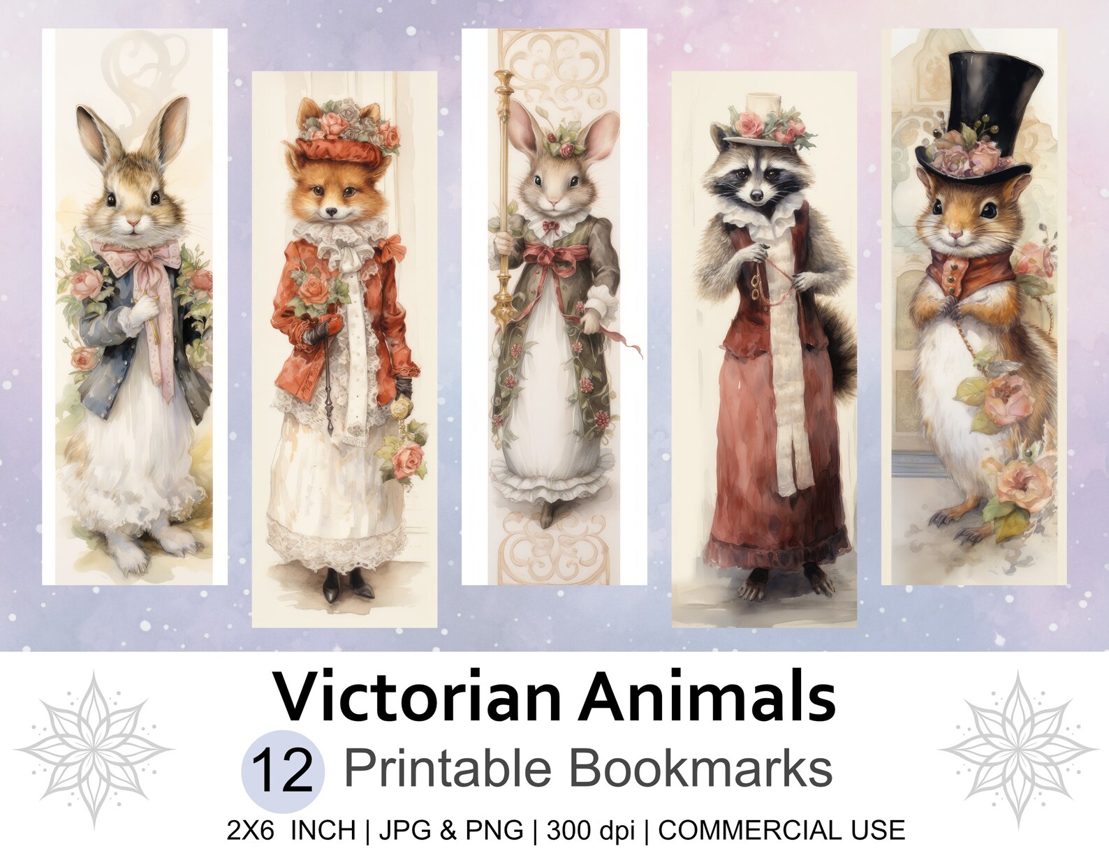 12 Victorian Animal Bookmarks - Woodland Animals Bookmark Set ...