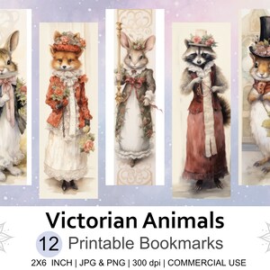 12 Victorian Animal Bookmarks - Woodland Animals Bookmark Set ...