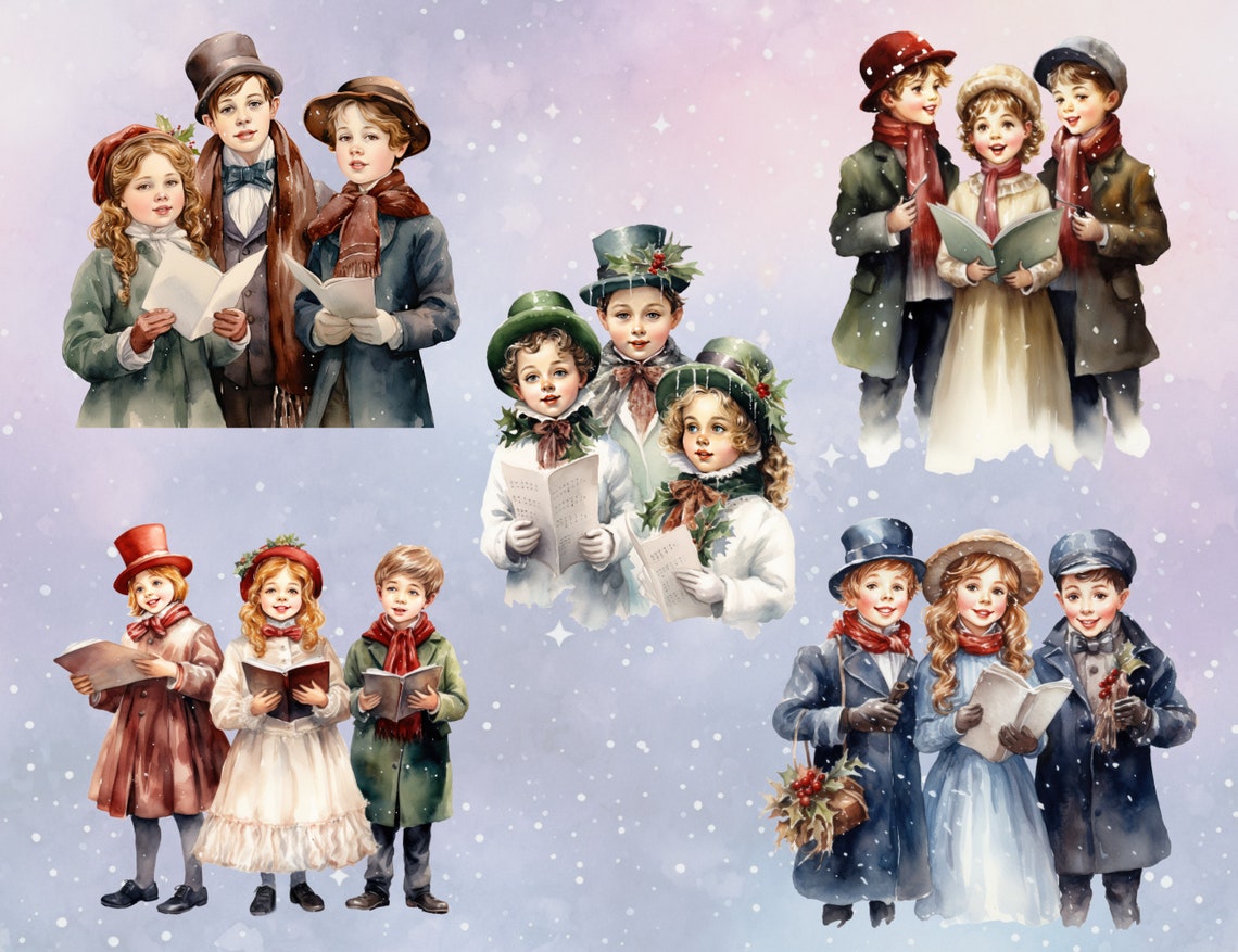 Victorian Christmas Carolers Clipart PNG -vintage Carolers Clipart ...