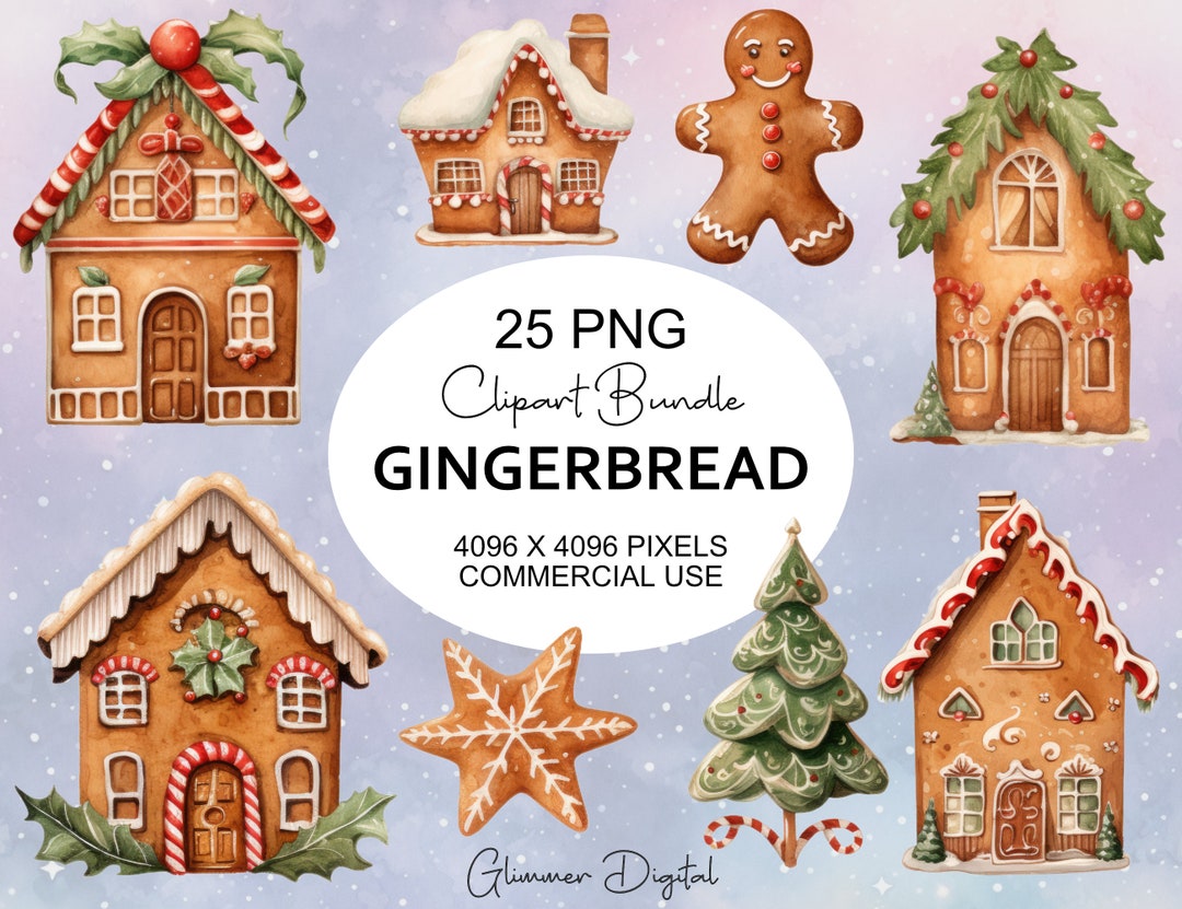 25 Gingerbread Clipart PNG Images - Gingerbread House Clipart - Digital ...