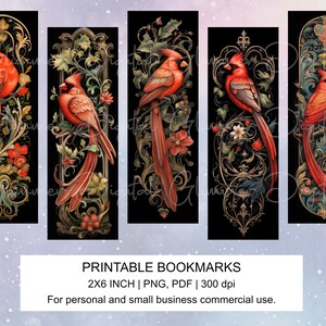 Cardinal Printable Bookmark Designs, Printable Digital Download, PNG ...