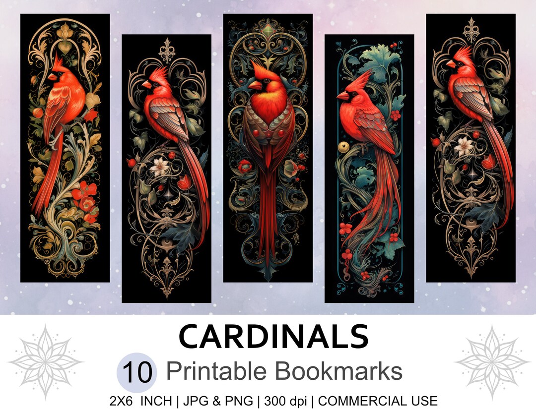 Cardinal Printable Bookmark Designs, Printable Digital Download, PNG ...