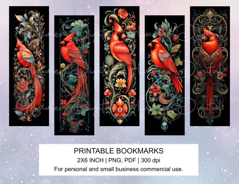 Cardinal Printable Bookmark Designs, Printable Digital Download, PNG ...