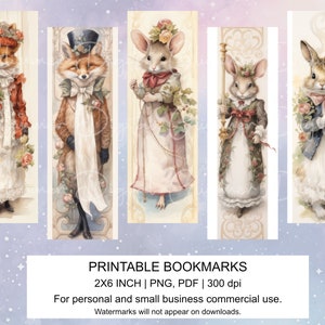 12 Victorian Animal Bookmarks - Woodland Animals Bookmark Set ...