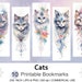 10 Cat Bookmarks Watercolor Printable Bookmark Designs PDF PNG Reading ...