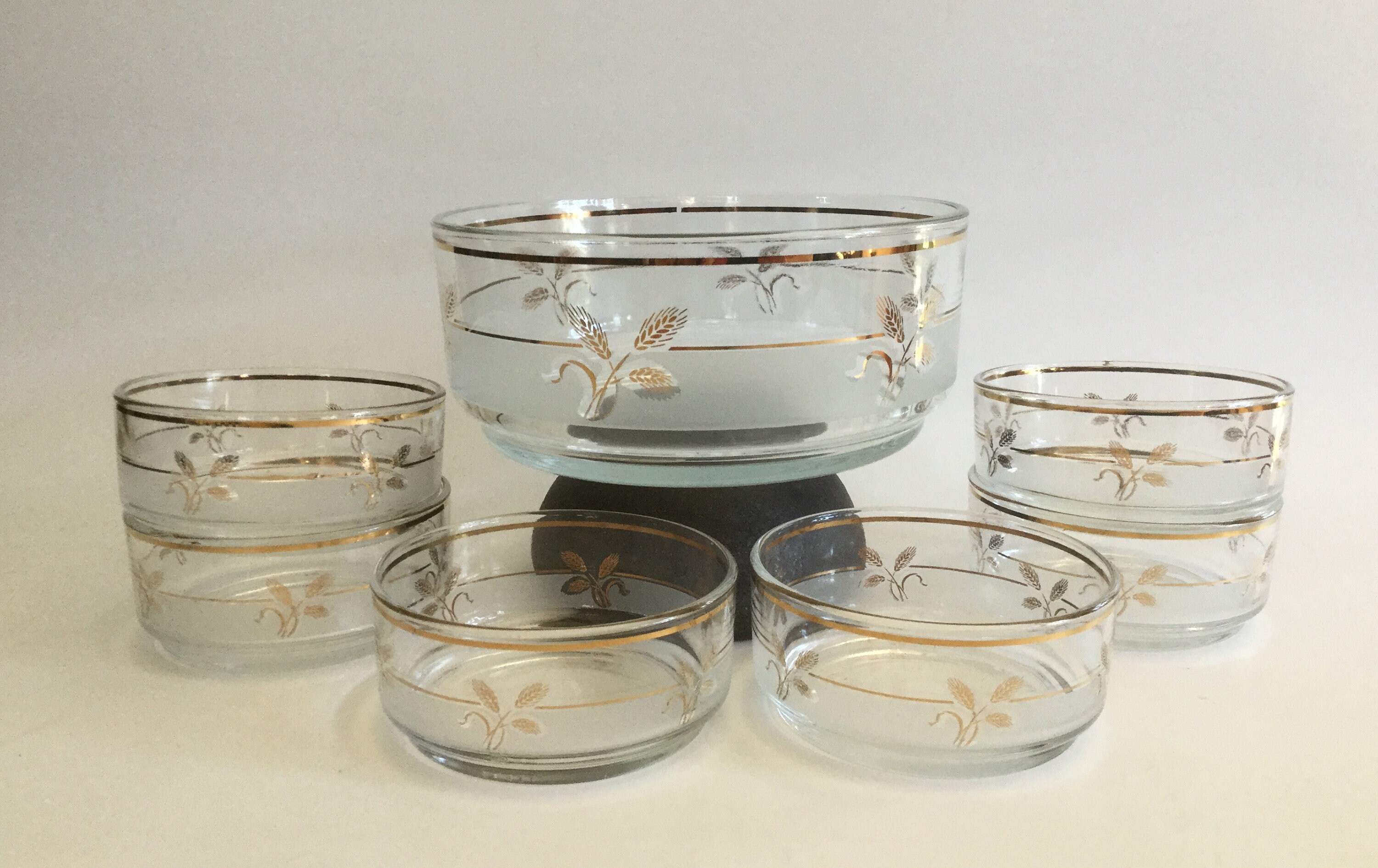 Vintage Wheat Pattern Glass Serving Set Mid Century Italian - Etsy