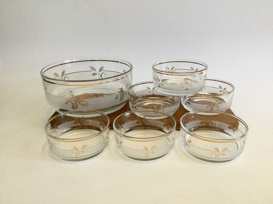 Vintage Wheat Pattern Glass Serving Set Mid Century Italian - Etsy
