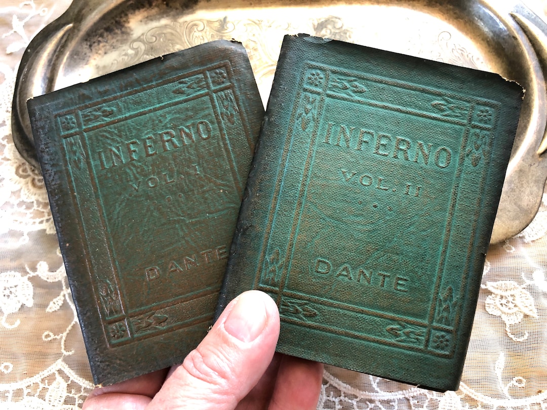 TINY Antique Dante’s Inferno Little Leather Library Books Set of 2; Vol ...