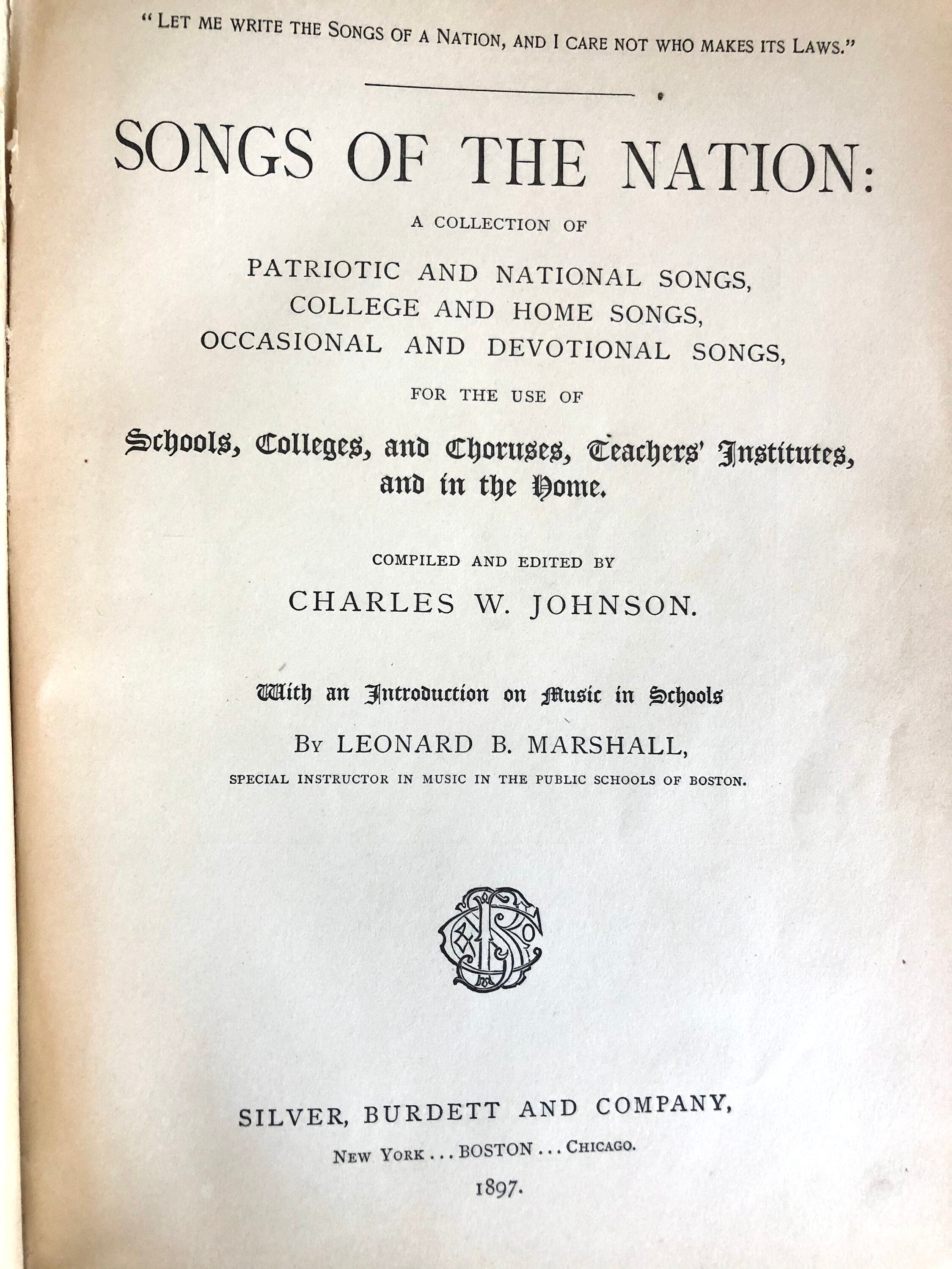 1800s American Songbook Songs of the Nation 1897 Antique | Etsy