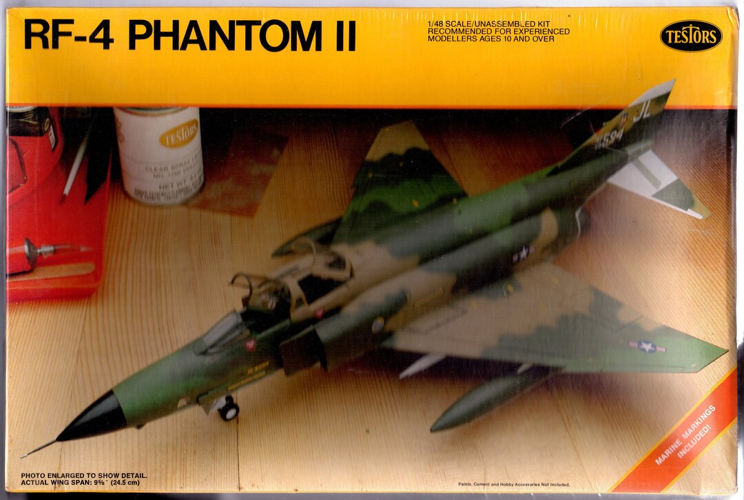 Testors RF4 Phantom II 1/48 Scale Plastic Model Kit, Factory Sealed ...