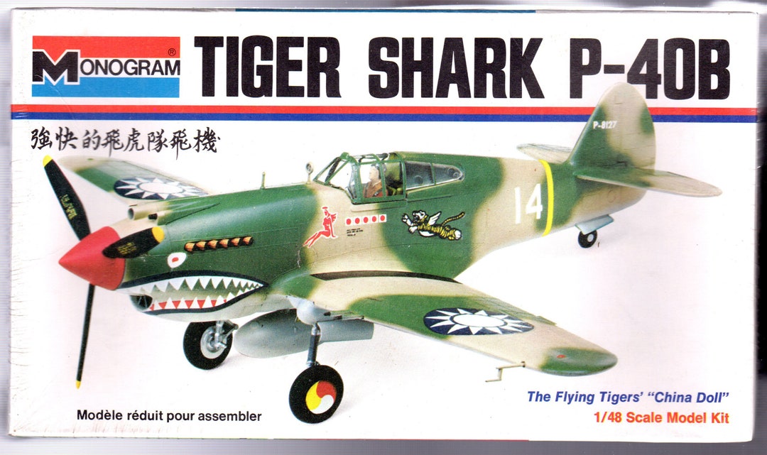 Monogram Tiger Shark P40B 1/48 Scale Plastic Model Kit, Factory Sealed ...