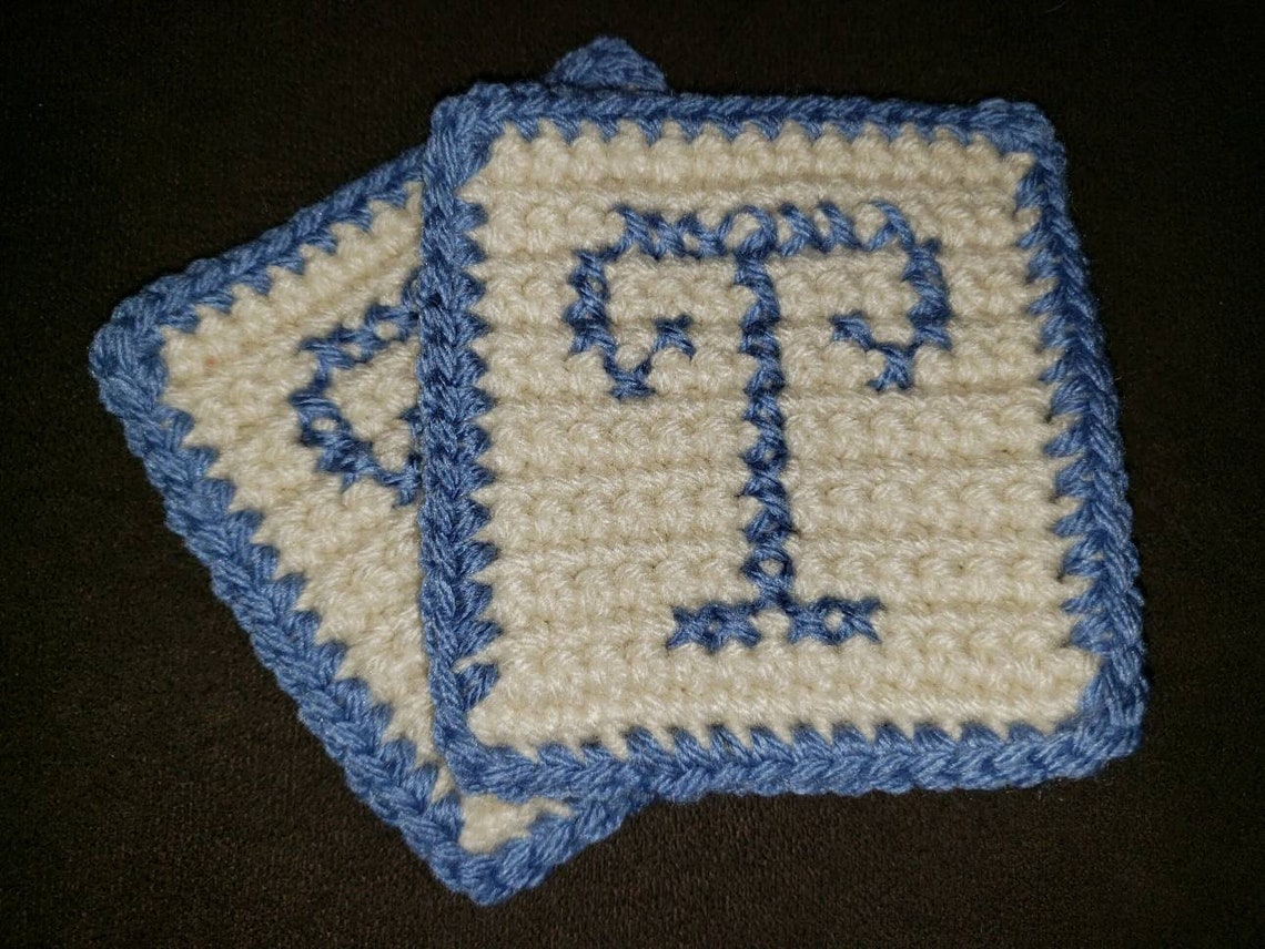 Personalized Coasters Crocheted Monogram Initial Doily | Etsy