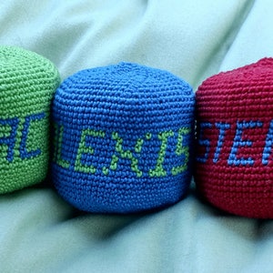 Personalized Crocheted Hacky Sack, Footbag, Ball, Custom Gift, Softball ...