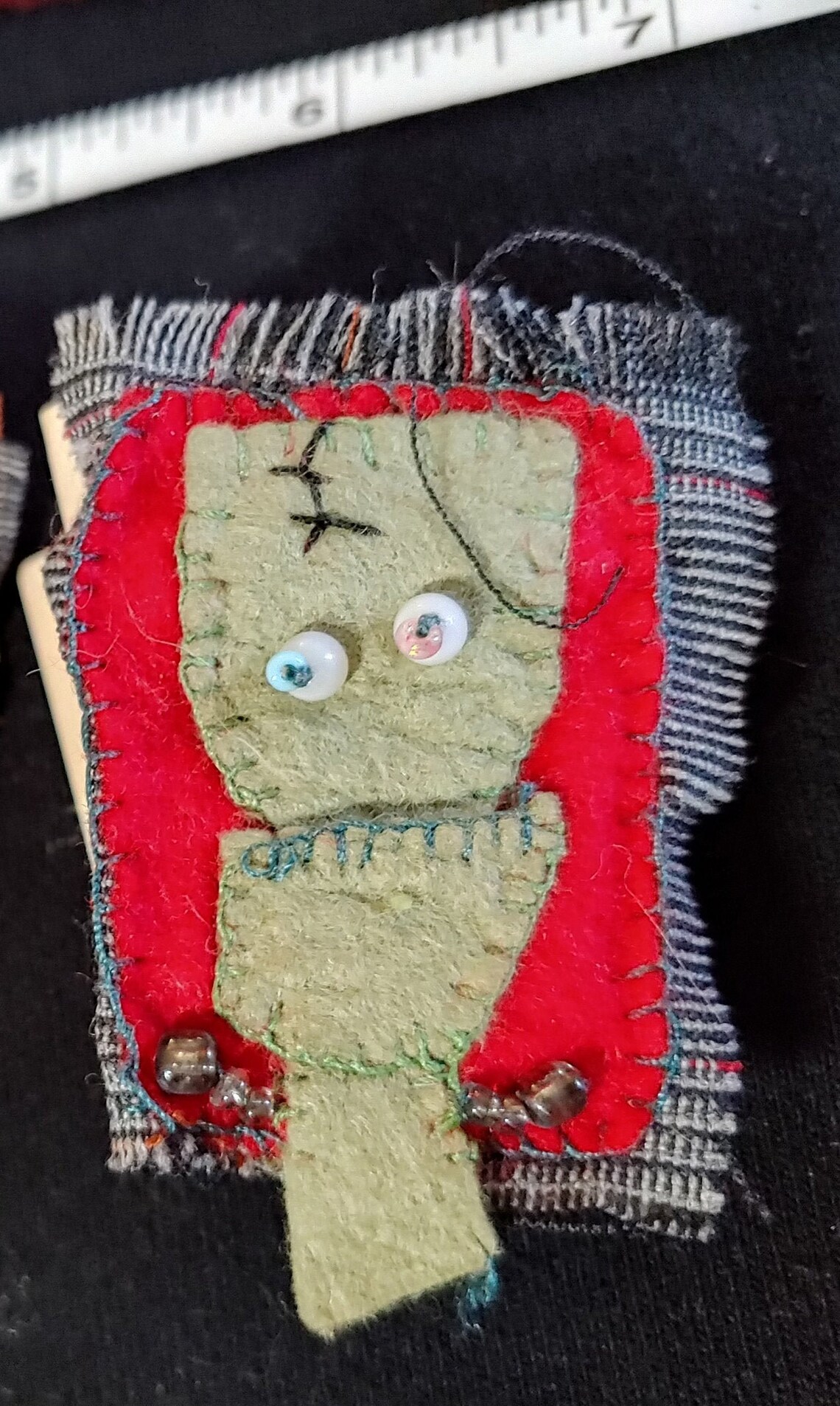 Frankenstein Monster Patches - One of a Kind Hand Stitched & Beaded ...