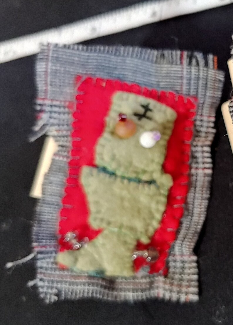 Frankenstein Monster Patches - One of a Kind Hand Stitched & Beaded ...