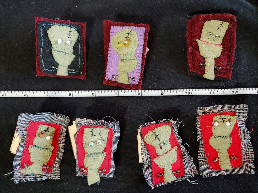 Frankenstein Monster Patches - One of a Kind Hand Stitched & Beaded ...