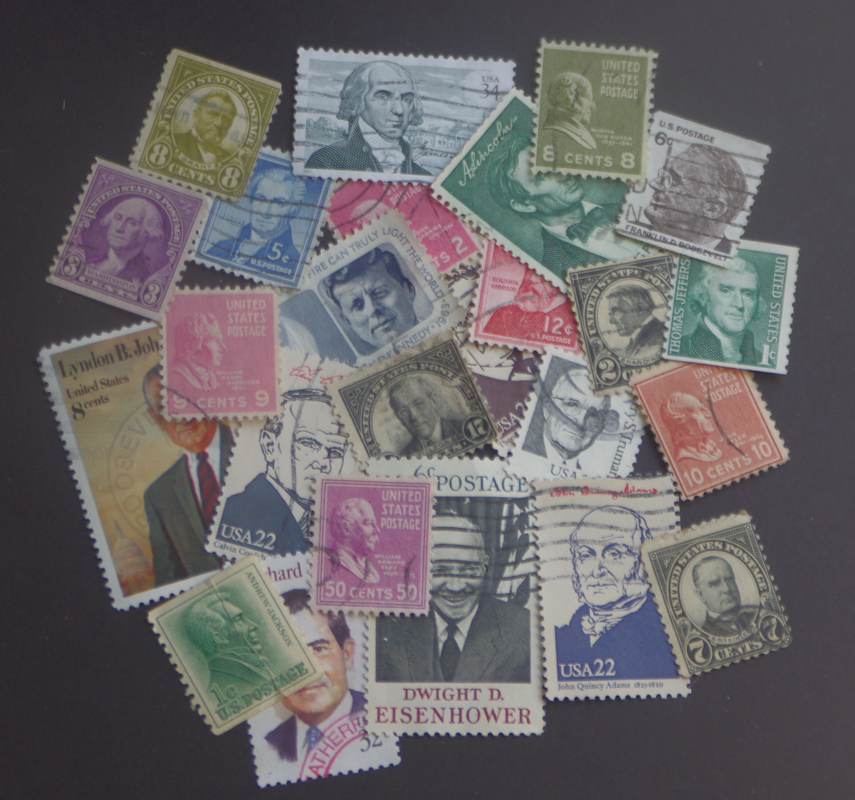Vintage U.S. PRESIDENTS Postage Stamps ~ 25 Different, Used, off Paper ...
