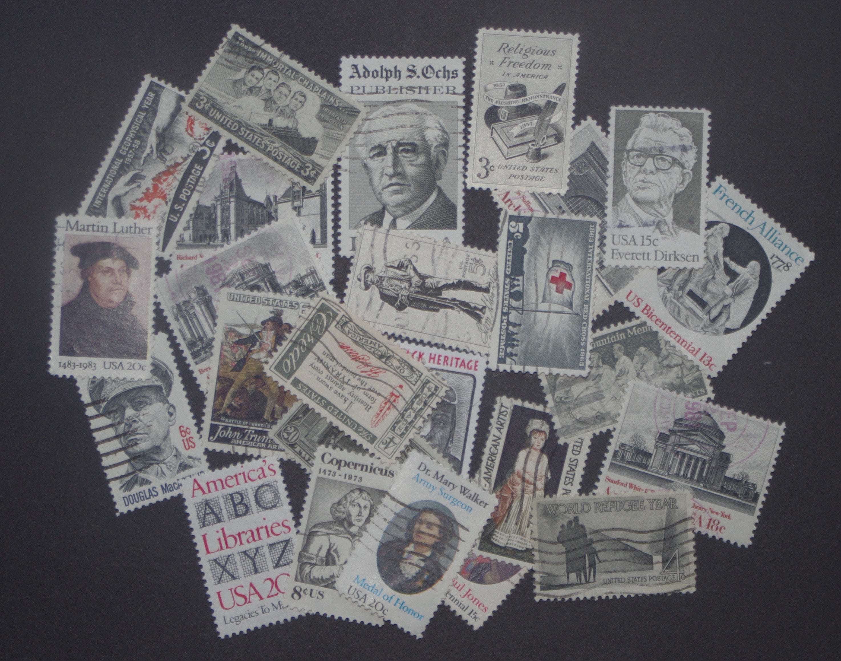 Vintage BLACK Postage Stamps ~ 25 Black, Various Shades, Used, off ...