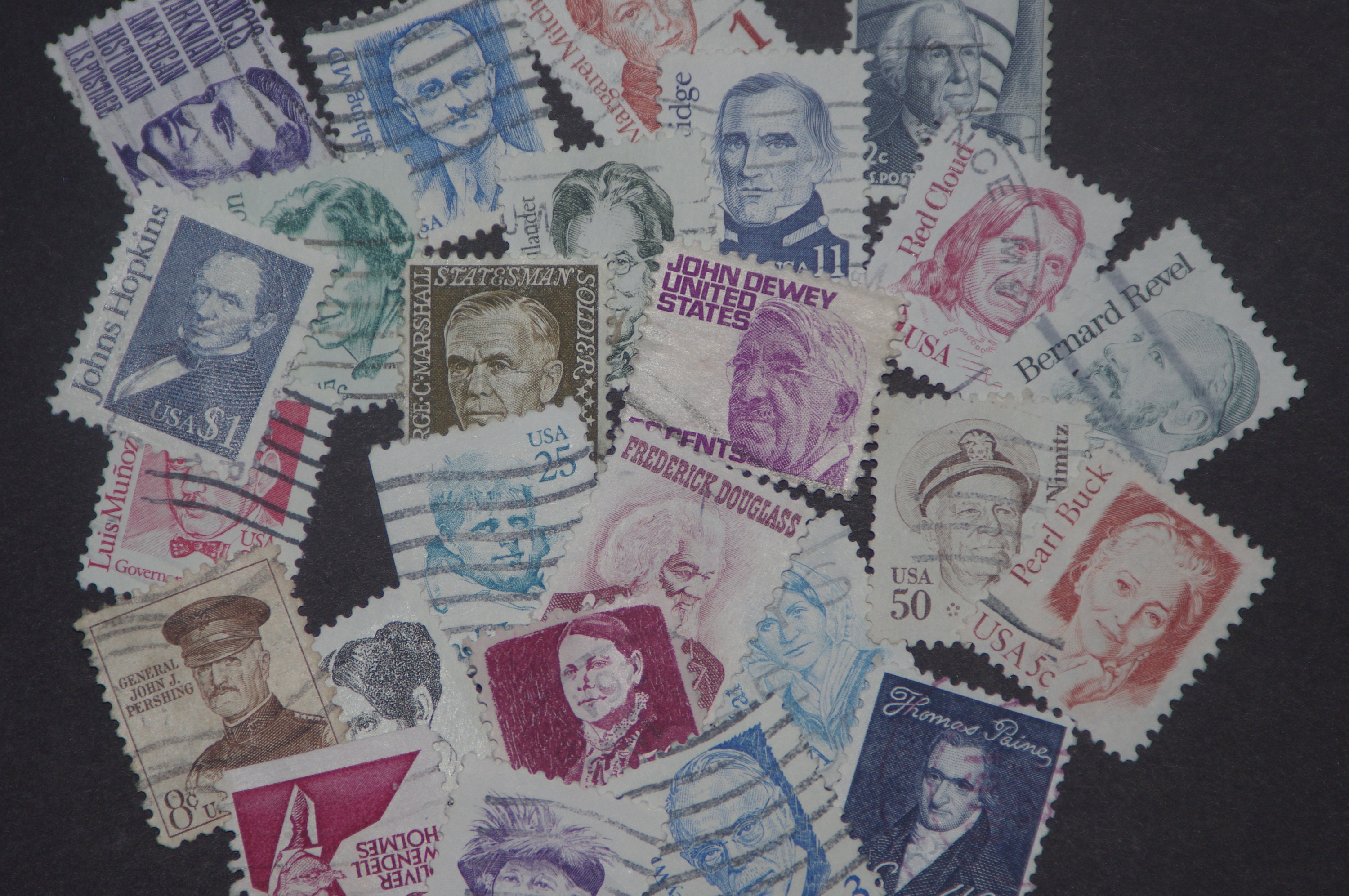 Vintage FAMOUS PEOPLE Postage Stamps ~ 25 Different, Used, off Paper ...