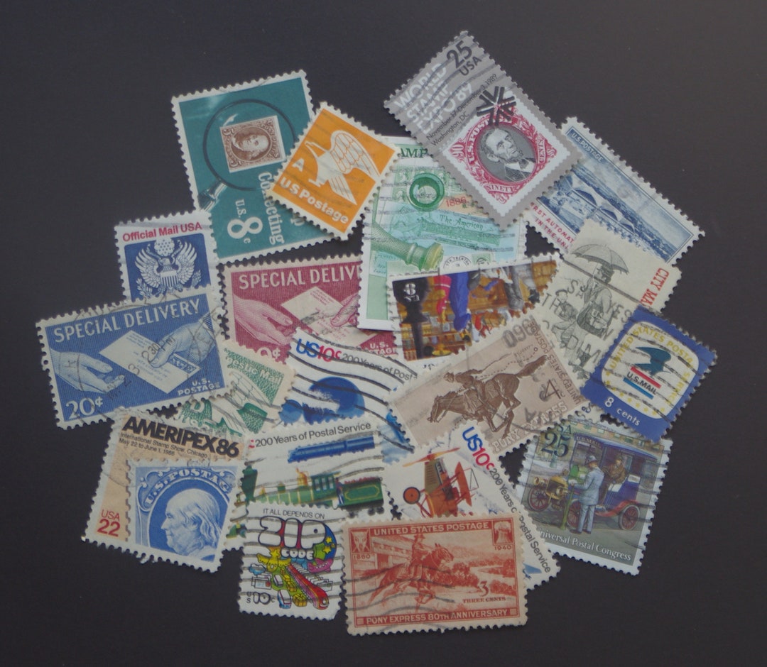 Vintage POSTAL SERVICE Postage Stamps 20 Different, Used, off Paper ...