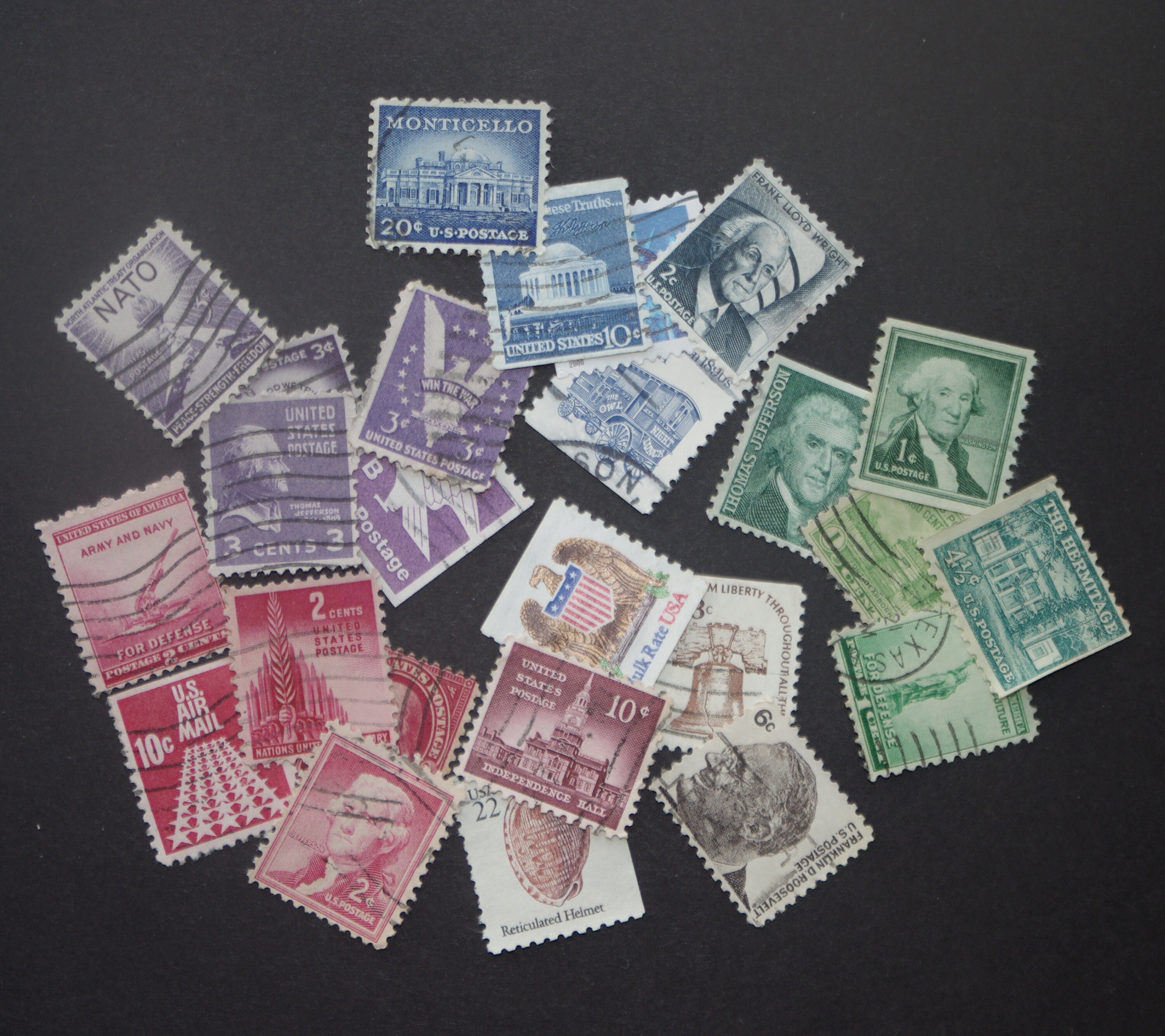 Vintage DEFINITIVE Postage Stamps ~ 25 (five Colors), Various Shades ...