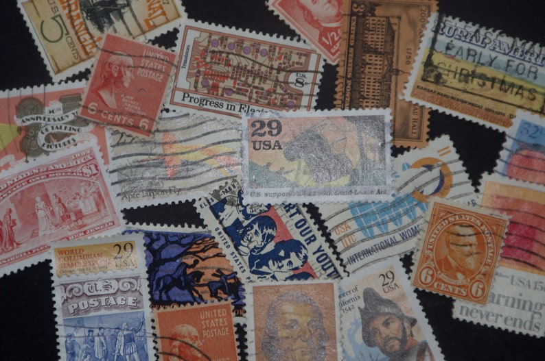Vintage ORANGE Postage Stamps ~ 20 Orange, Various Shades, Used, off ...