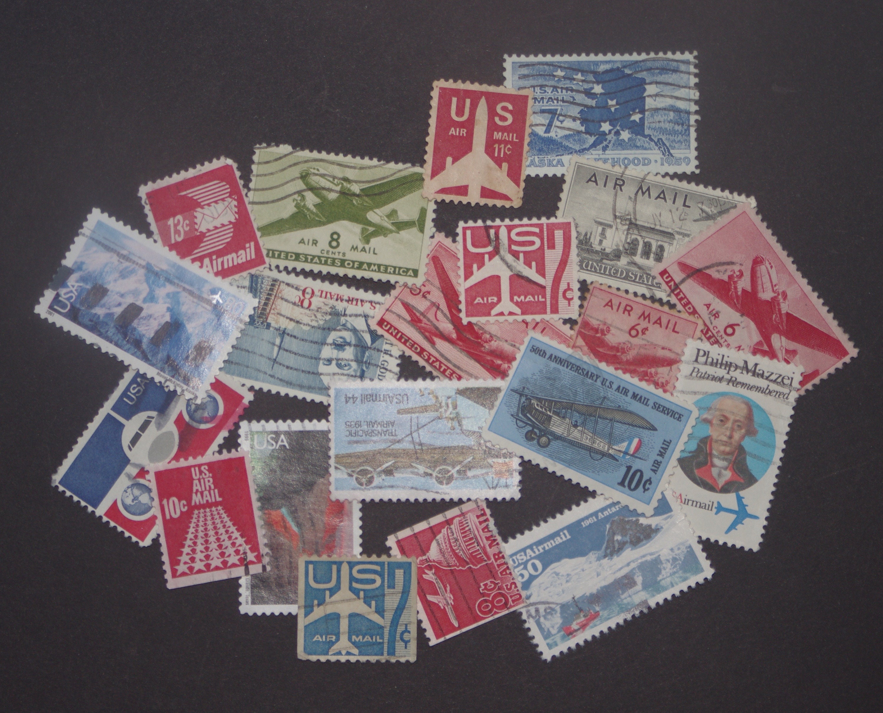 Vintage AIR MAIL Postage Stamps ~ 20 Different, Used, off Paper ...