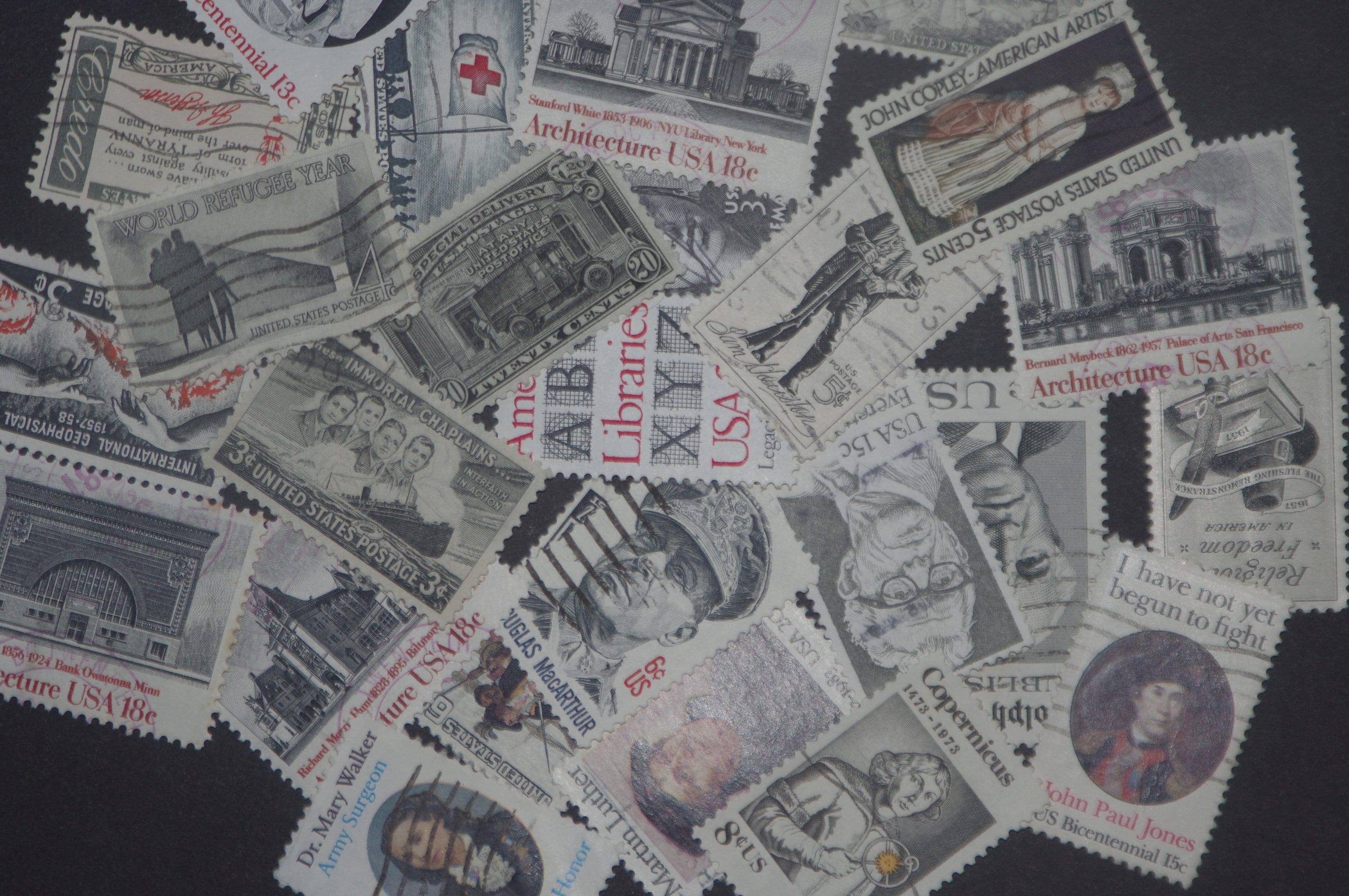 Vintage BLACK Postage Stamps ~ 25 Black, Various Shades, Used, off ...