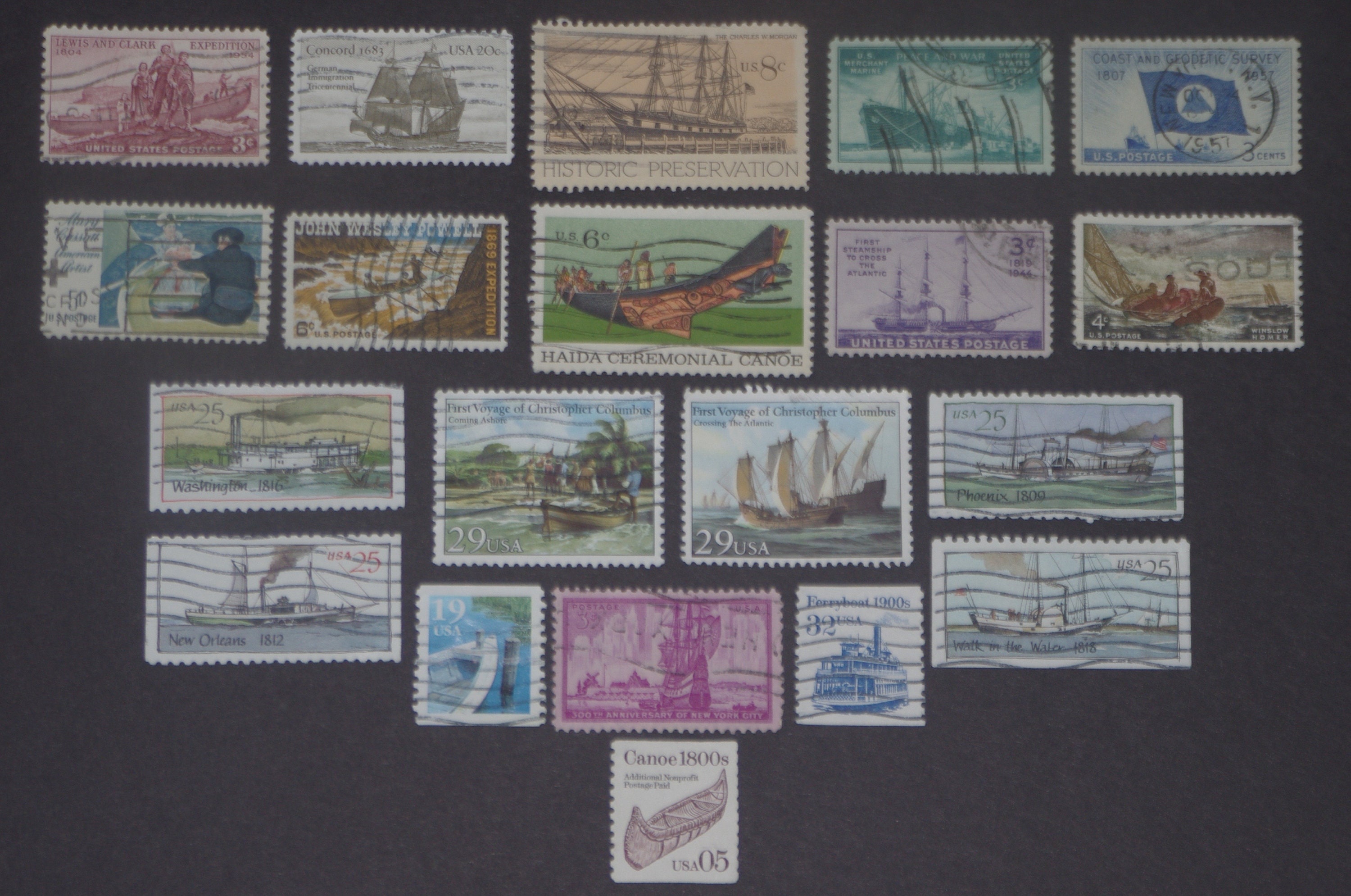 Vintage SHIPS & BOATS Postage Stamps, Set of 20 Used US Stamps for ...
