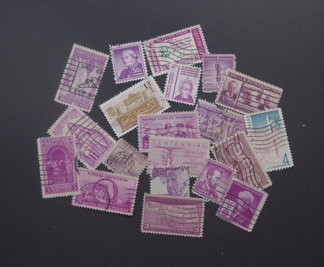 Vintage PINK Postage Stamps 20 Pink, Various Shades, Used, off Paper ...