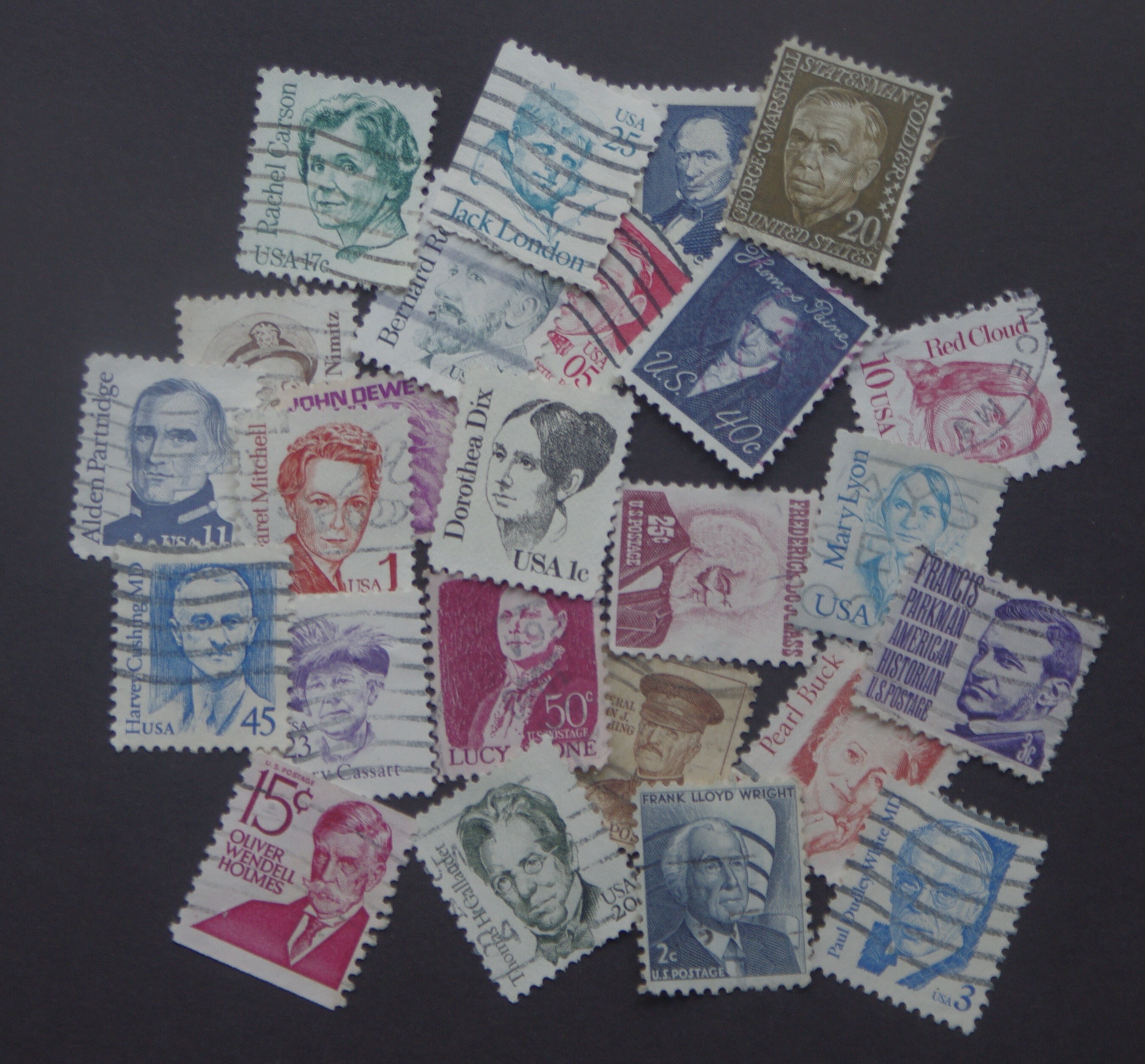Vintage FAMOUS PEOPLE Postage Stamps ~ 25 Different, Used, off Paper ...