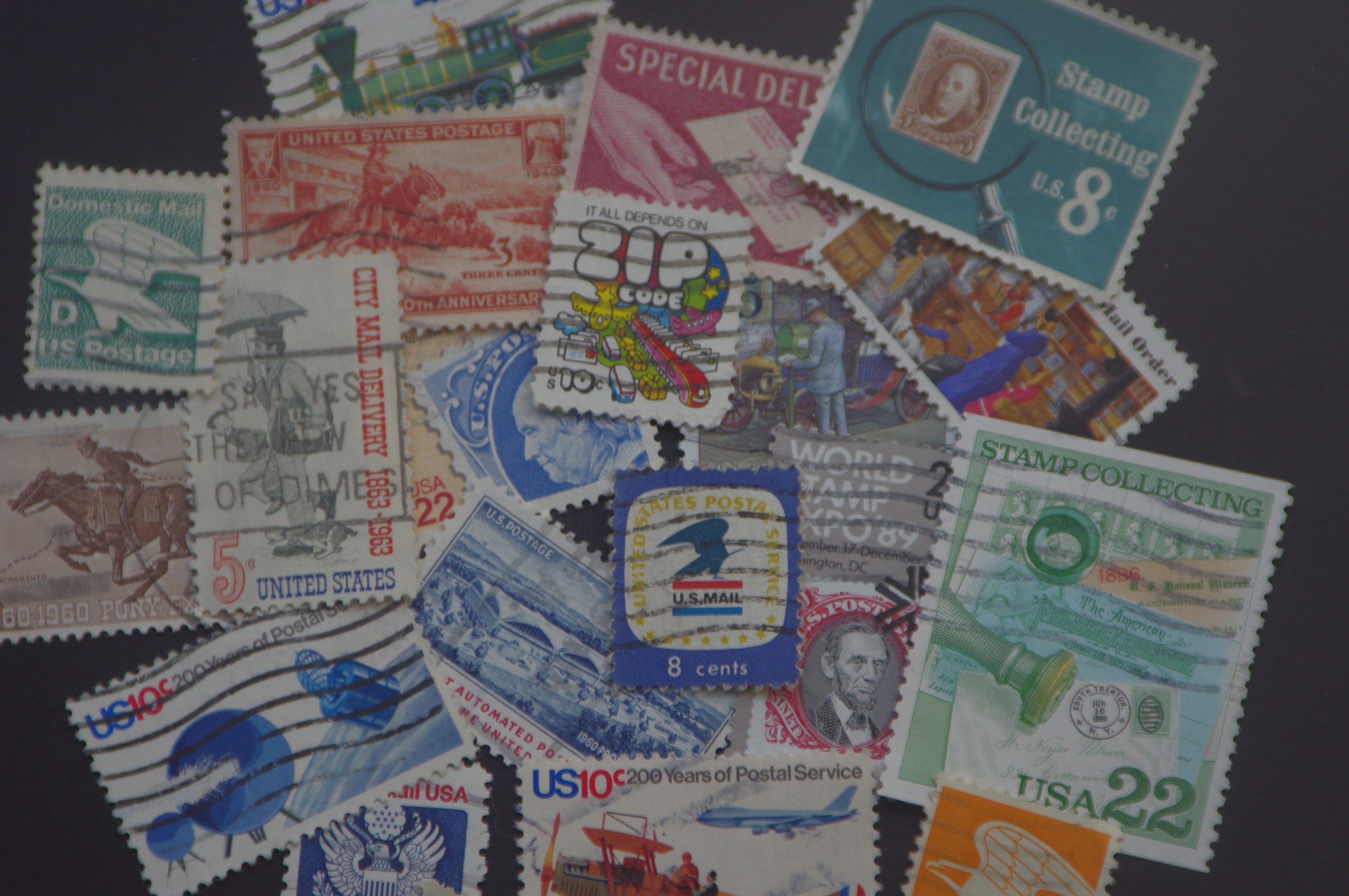 Vintage POSTAL SERVICE Postage Stamps ~ 20 Different, Used, off Paper ...