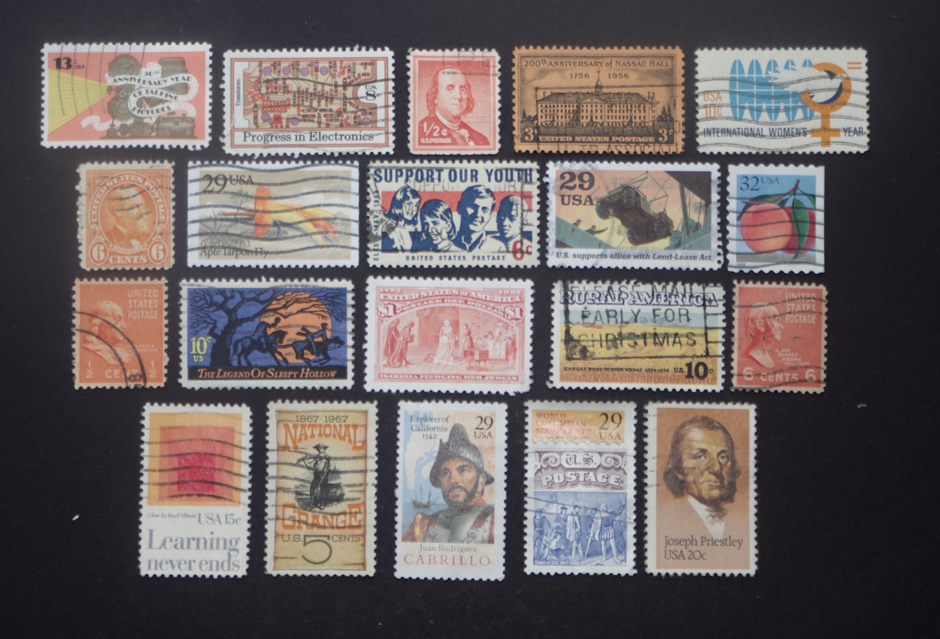 Vintage ORANGE Postage Stamps ~ 20 Orange, Various Shades, Used, off ...