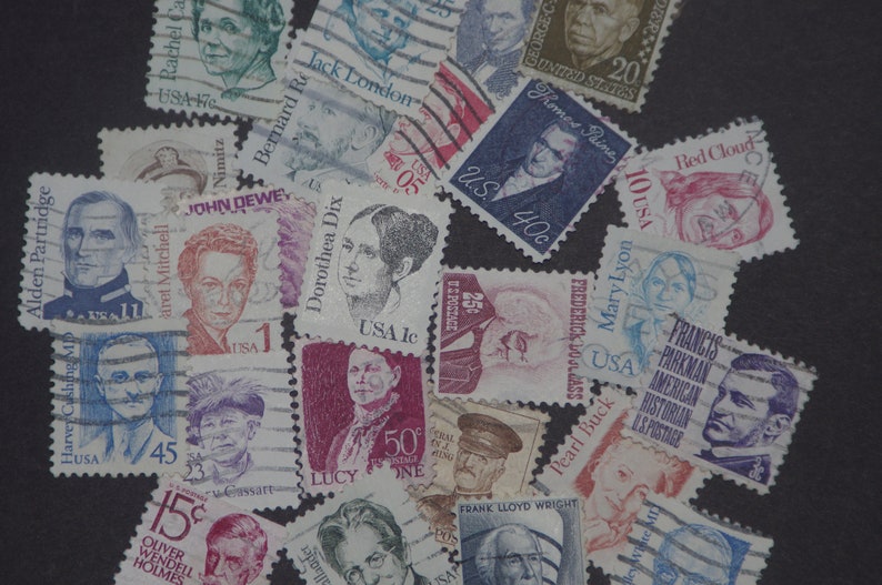 25 Vintage FAMOUS PEOPLE Postage Stamps, Used US Stamps for Collecting ...